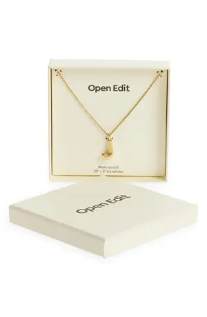 OPEN EDIT Waterproof Bubble Initial Pendant Necklace J- Gold