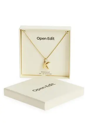 OPEN EDIT Waterproof Bubble Initial Pendant Necklace K- Gold