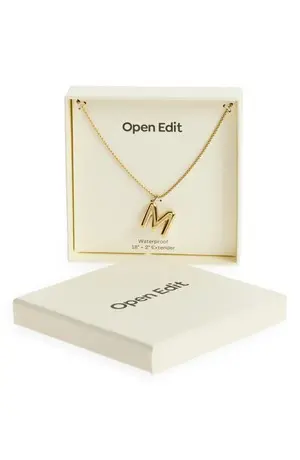 OPEN EDIT Waterproof Bubble Initial Pendant Necklace M- Gold