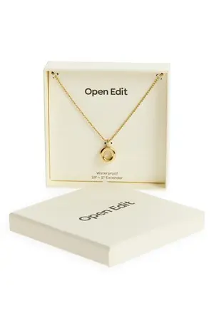 OPEN EDIT Waterproof Bubble Initial Pendant Necklace O- Gold