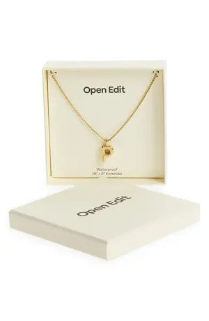 OPEN EDIT Waterproof Bubble Initial Pendant Necklace P- Gold