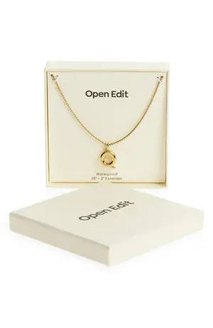 OPEN EDIT Waterproof Bubble Initial Pendant Necklace Q- Gold