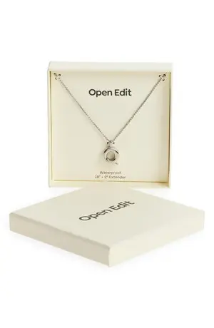 OPEN EDIT Waterproof Bubble Initial Pendant Necklace Q- Silver
