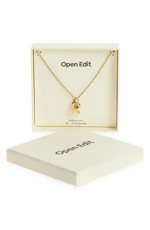 OPEN EDIT Waterproof Bubble Initial Pendant Necklace R- Gold
