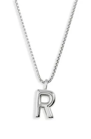 OPEN EDIT Waterproof Bubble Initial Pendant Necklace - R- Silver