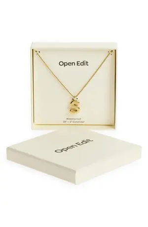 OPEN EDIT Waterproof Bubble Initial Pendant Necklace S- Gold