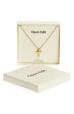OPEN EDIT Waterproof Bubble Initial Pendant Necklace - T- Gold