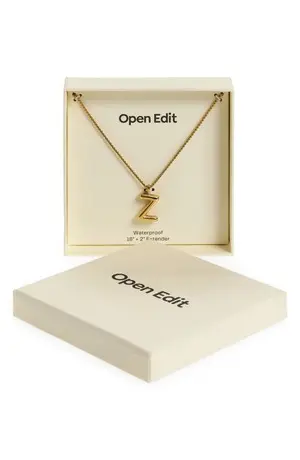 OPEN EDIT Waterproof Bubble Initial Pendant Necklace Z- Gold