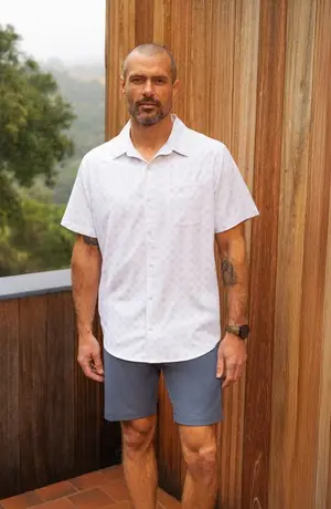 Travis Mathew Postcard Please Short Sleeve Button-up Shirt