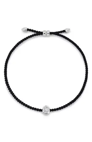 Monica Vinader Pear Lab Grown Diamond Cord Bracelet - Sterling Silver /diamond