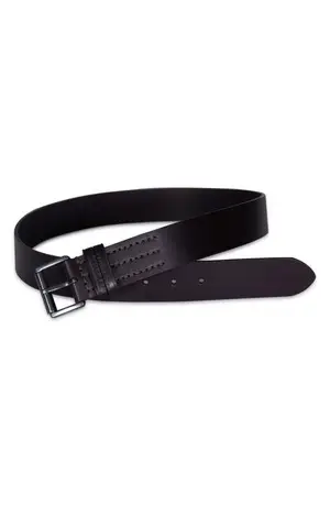 ALLSAINTS Split Loop Leather Belt Bitter Brown