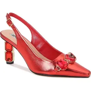 LADY COUTURE Jewel Heel Slingback Pumps - Red