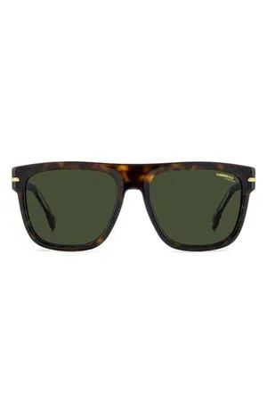 Carrera Eyewear 57mm Rectangular Sunglasses - Dark Havana Gold/green