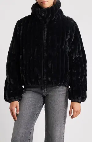 SAVE THE DUCK Elina Faux Fur Jacket - Black