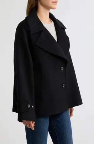 Bernardo Single Breasted Cropped Coat - Black