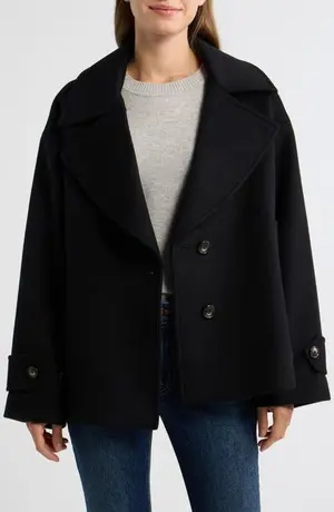 Bernardo Single Breasted Cropped Coat - Black
