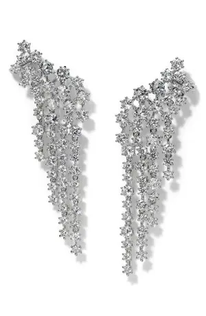 Nadri Sunshower Cubic Zirconia Ear Crawlers - Rhodium/clear