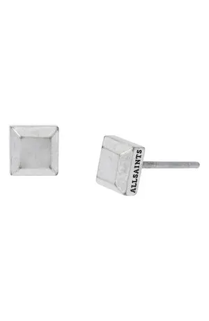 ALLSAINTS Small Square Stud Earrings - Warm Silver