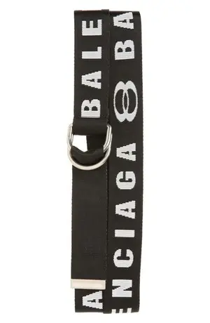 Balenciaga Logo D-ring Belt - Black/white