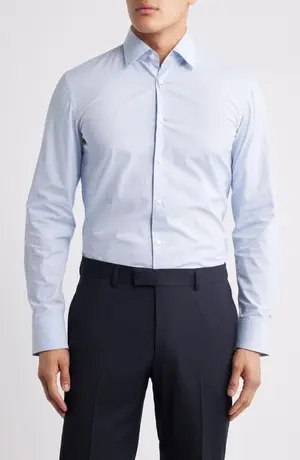 BOSS Hank Kent Slim Fit Performance Stretch Cotton Dress Shirt - Medium Blue