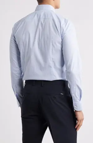 BOSS Hank Kent Slim Fit Performance Stretch Cotton Dress Shirt - Medium Blue