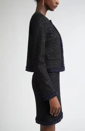 St. John Sequin Tweed Knit Jacket