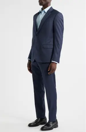 Emporio Armani Navy Blue Check Wool Suit