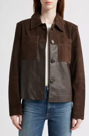 Bernardo Short Suede And Leather Jacket