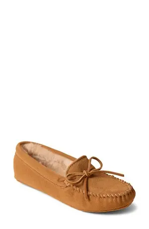 Minnetonka Suede Soft Sole Slipper - Golden Tan