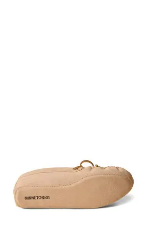 Minnetonka Suede Soft Sole Slipper - Stone