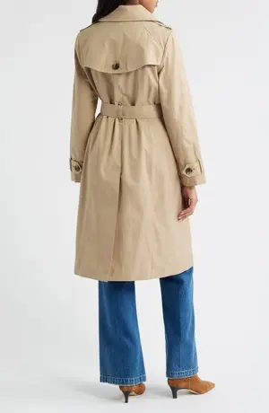 London Fog Double-breasted Trench Raincoat - Stone