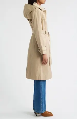 London Fog Double-breasted Trench Raincoat - Stone