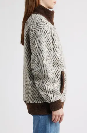 Bernardo Chevron Knit Jacket