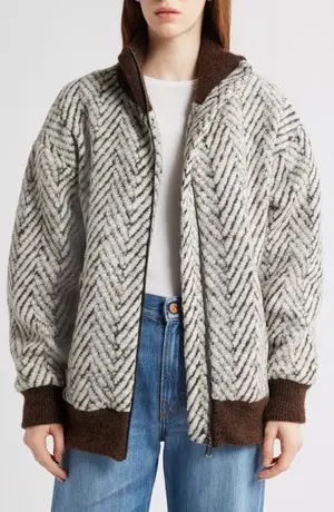 Bernardo Chevron Knit Jacket