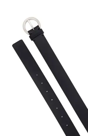 Vince Flat Ring Leather Belt - Black