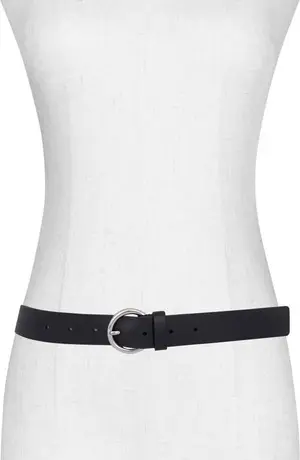 Vince Flat Ring Leather Belt - Black