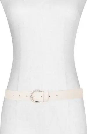 Vince Flat Ring Leather Belt - Milk