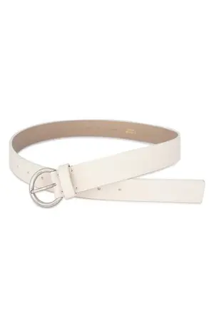 Vince Flat Ring Leather Belt - Milk