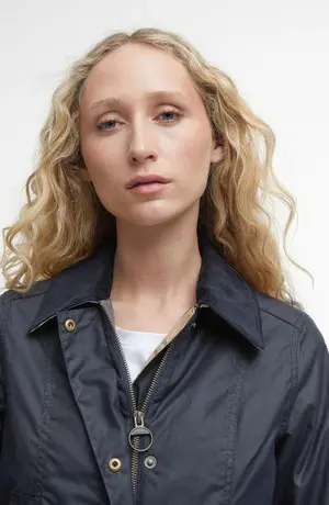Barbour Fiddich Waxed Cotton Coat - Navy Dress