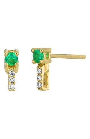 Bony Levy El Mar Gemstone & Diamond Bar Stud Earrings - 18k Yellow Gold Emerald