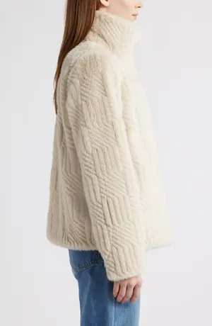 Bernardo Textured Faux Fur Coat - Oatmeal