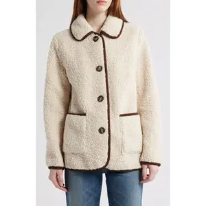 Bernardo Contrast Trim Faux Shearling Jacket