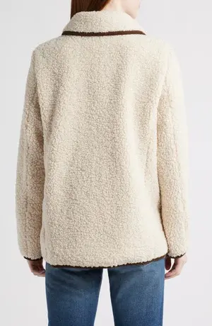 Bernardo Contrast Trim Faux Shearling Jacket