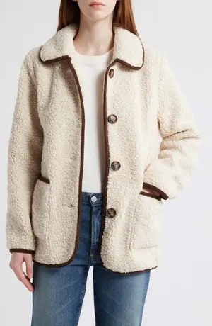 Bernardo Contrast Trim Faux Shearling Jacket