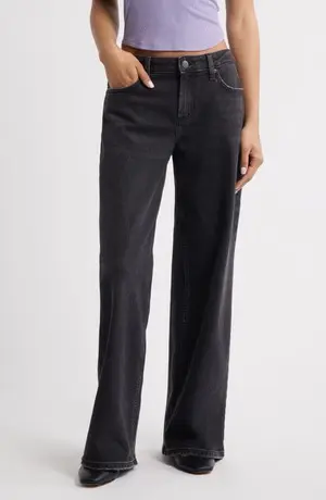 Bp. Low Rise Baggy Wide Leg Jeans - Washed Black