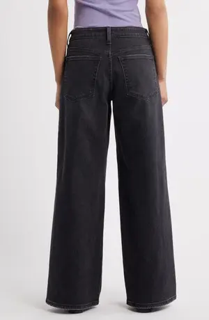 Bp. Low Rise Baggy Wide Leg Jeans - Washed Black