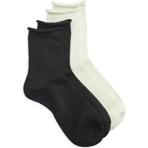 STEMS Linear Assorted Crew Socks - 2-Pack Ivory /black