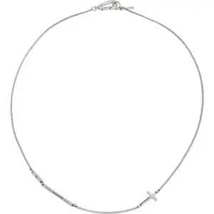 ALLSAINTS Cross Station Sterling Silver Necklace - Warm Silver