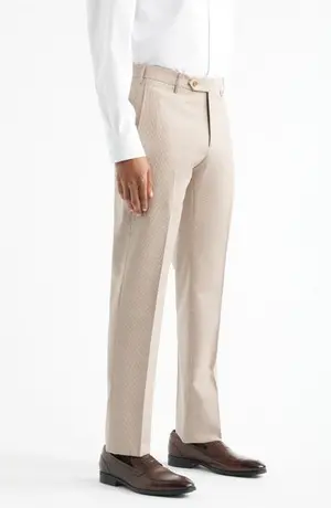 Zanella Parker Flat Front Wool Dress Pants - Tan