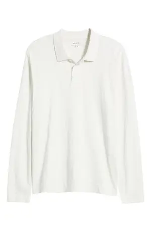 Vince Slub Cotton Long Sleeve Polo - White